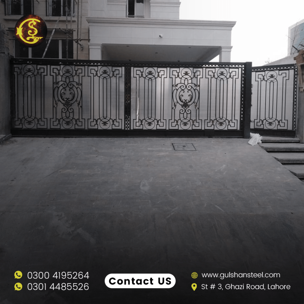 Metal garden arch with gate - Gulshan Steels
